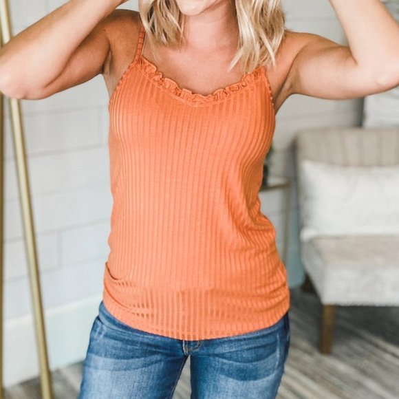 Hem & Thread | Tops | Hem And Thread Lettuce Edge Neck Rib Tank Top ...